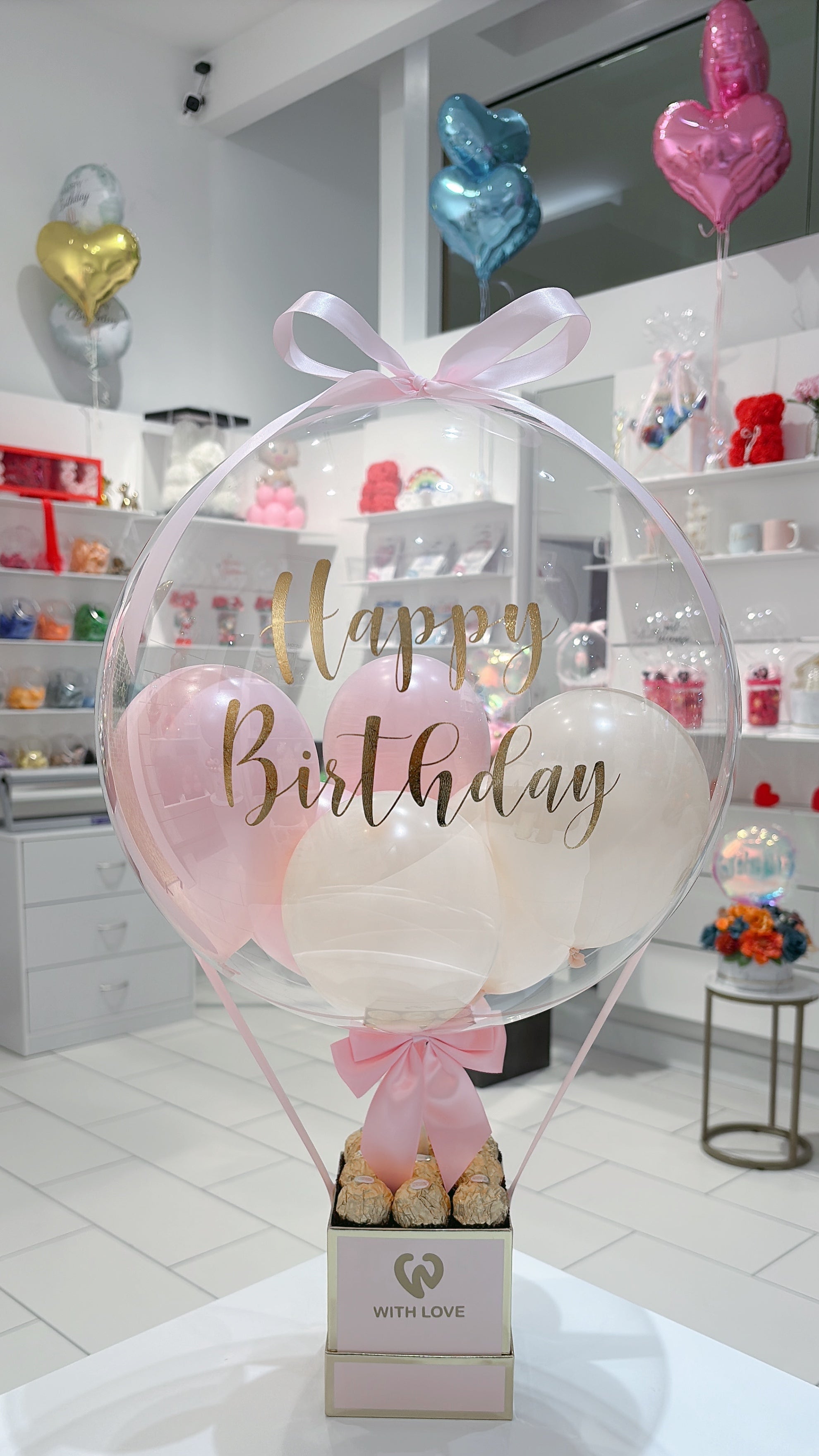 Sweetest HBD Box – With Love Balloon & Flower Design